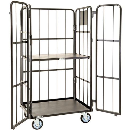 Heavy Duty Security Cage Trolley with Doors 500Kg Capacity (Matt Black ...